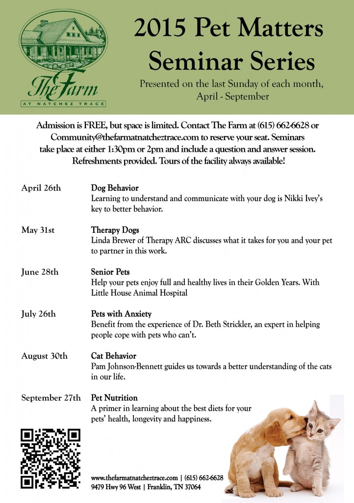 2015 "Pet Matters" Seminar Series - The Farm at Natchez TraceThe Farm ...